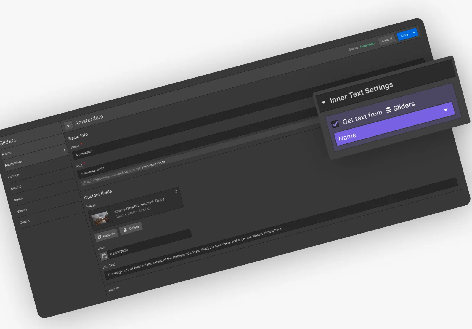 No Code Flow – Webflow CMS Slider Carousel Component